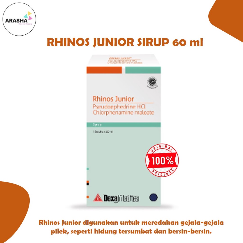 Jual RHINOS JUNIOR SIRUP 60 ML Obat Gejala Flu/Bersin-Bersin/Hidung ...