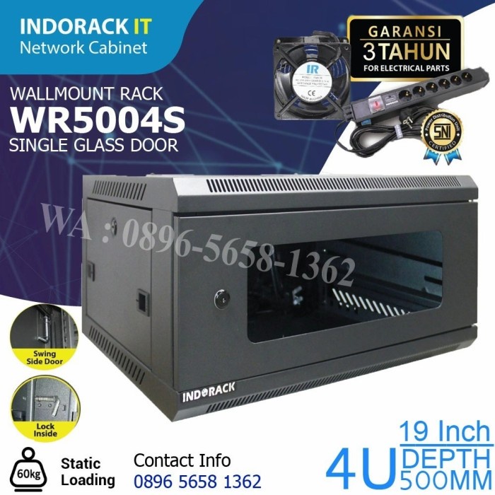 Jual Wallmount Rack INDORACK Single Door Rack Server 4U Depth 500mm ...