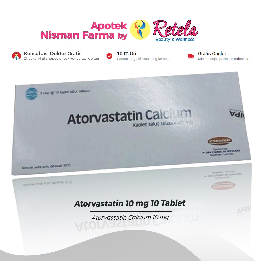 Jual ATORVASTATIN 10MG 1 STRIP ISI 10 TABLET (KF) | Shopee Indonesia