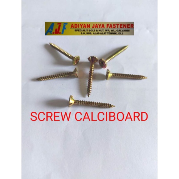 Jual SEKRUP GRC / SKRUP CALCIBOARD SCREW 6X3/4 INCHI YELLOW ZINC PLATED ...