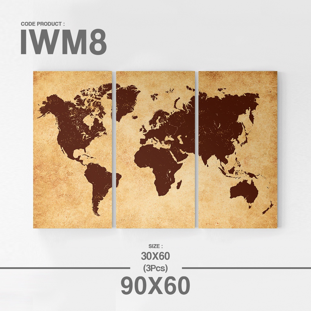 Jual [90X60] Wall Decor Hiasan Dinding Peta Dunia World Map Vintage ...