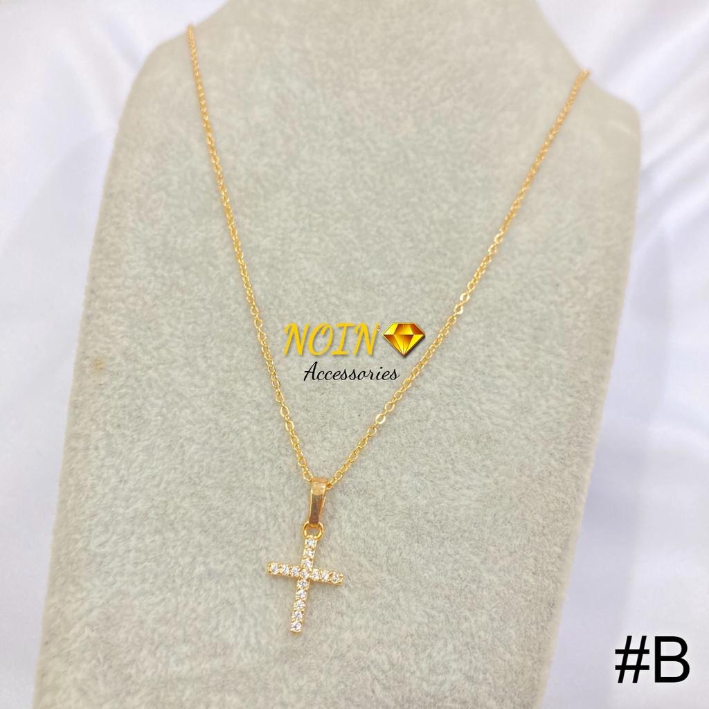 Jual Kalung Liontin Salib Permata Sirkon Perhiasan Lapis Emas 18K ...