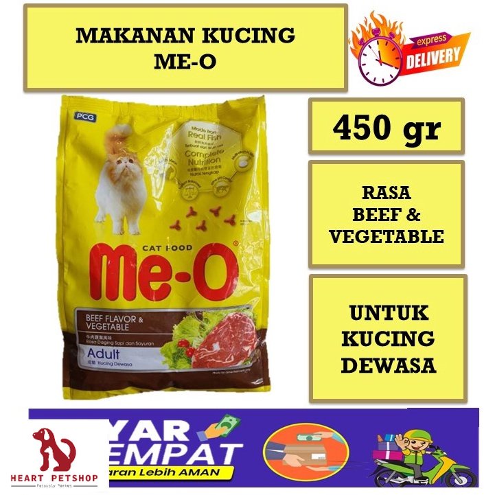 Jual Makanan Kucing meo Me-o rasa Beef and vegetable kemasan 450 gr ...