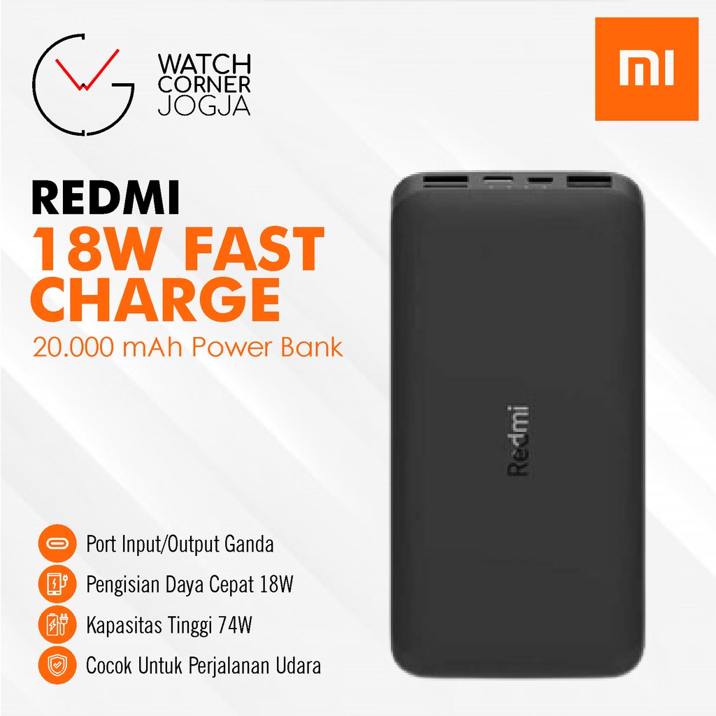 Jual Power Bank Xiaomi Redmi 18W Fast Charge 20000mAh PB Dual Port USB | Shopee Indonesia