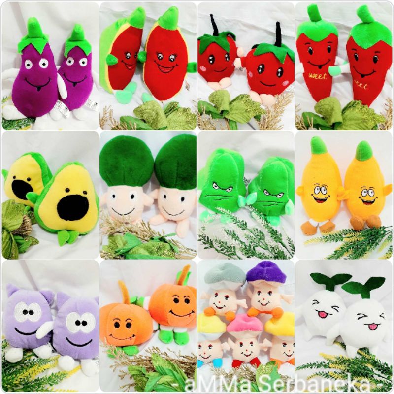 Jual boneka mini karakter buah strawberry semangka pear pisang banana ...