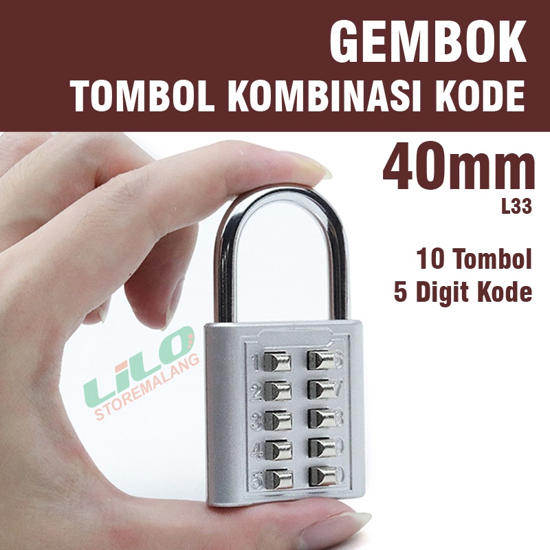 Jual Gembok nomor kode angka koper kombinasi 10 tombol 5 digit L33 ...