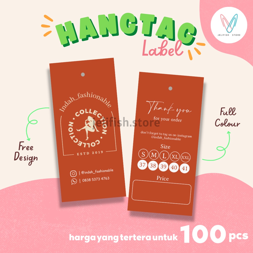 Jual Hangtag Label 2 Sisi Bolak Balik Pakaian Baju Murah Hang Tag Thank ...