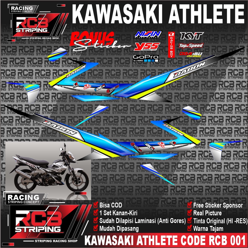 Jual Stiker motor atlet striping kawasaki Athlete semifullbody variasi ...