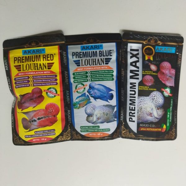 Jual Pakan Ikan AKARI PREMIUM LOUHAN 250gr Lohan Maxi Blue Red Head ...