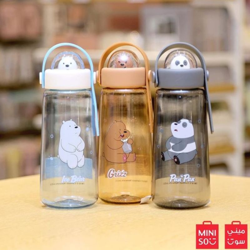 Jual MINISO WE BARE BEARS COLLECTION PLASTIC COOL WATER BOTTLE WITH ...