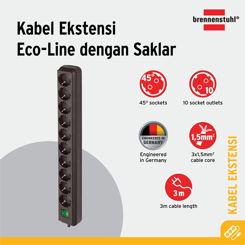 Jual Brennenstuhl Eco-Line Stop Kontak / Terminal Listrik Colokan 10 ...