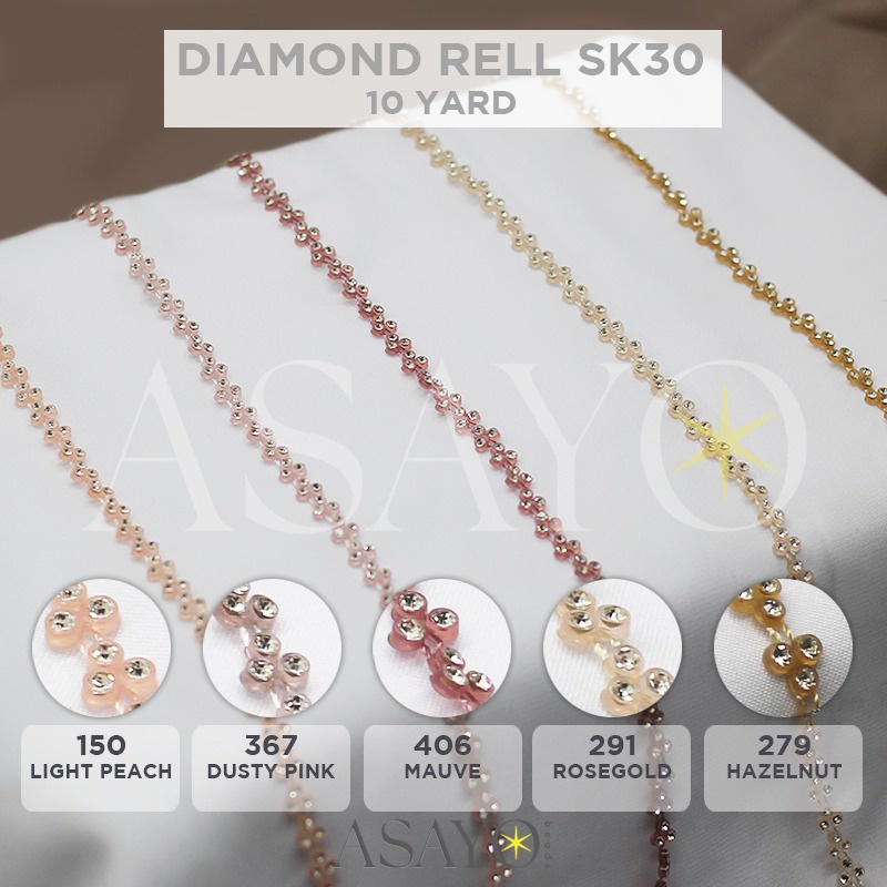 Jual Diamond Rell Roll Kristal Mata 3 Semut SK30 Rhinestone Rosegold ...