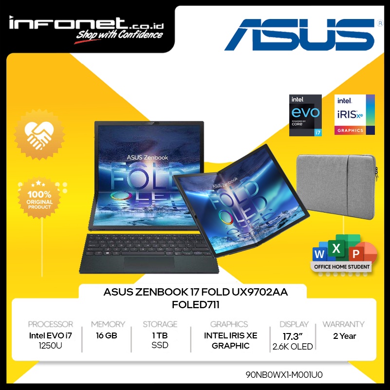 Jual ASUS ZENBOOK 17 FOLD UX9702AA FOLED711 i7 1250U 16GB 1TB W11 OHS ...
