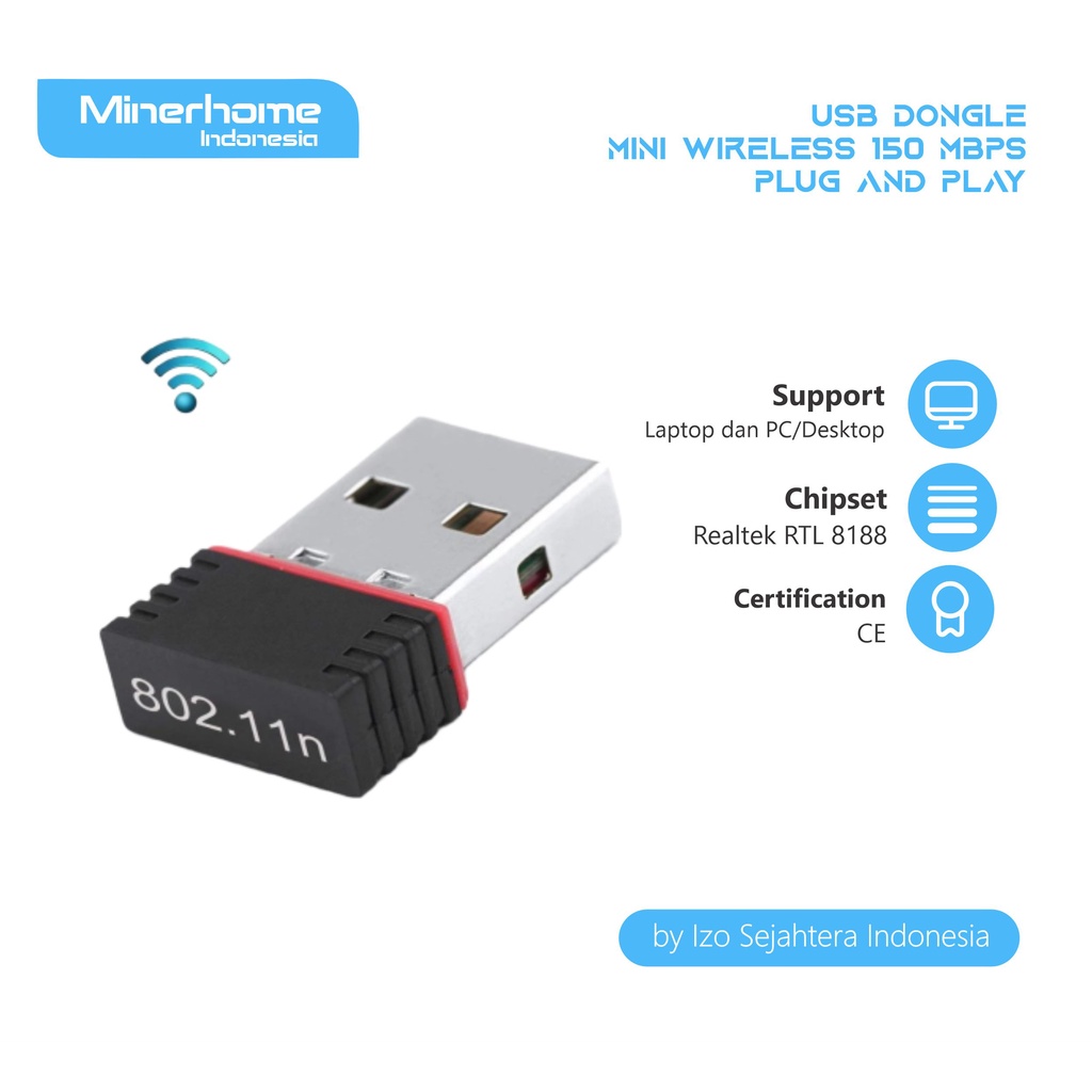 Jual Dongle Mini USB Wifi Wireless Kecepatan up to 150 Mbps | Shopee ...