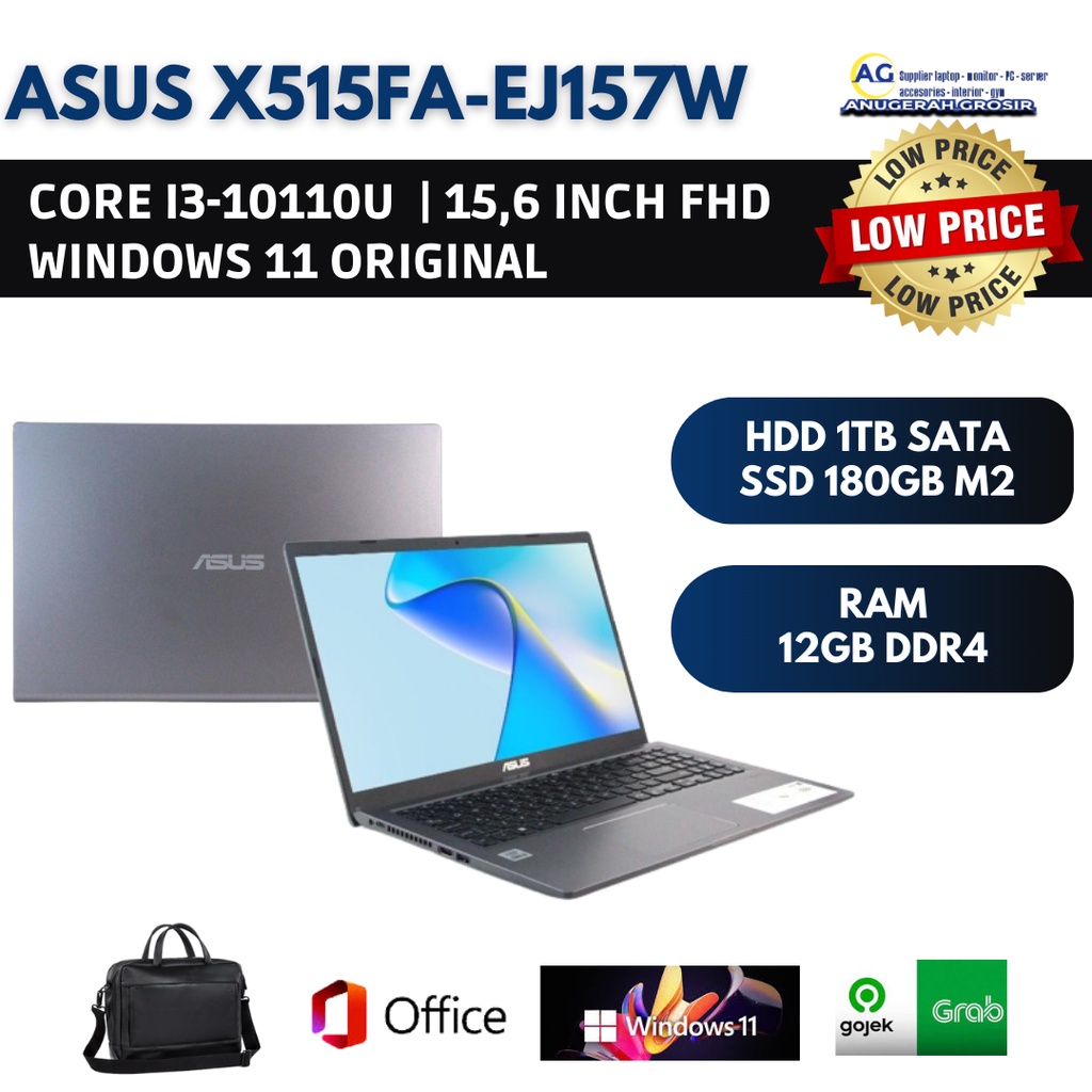 Jual LAPTOP ASUS X515FA-EJ157 CORE I3-10110U RAM 12GB HDD 1TB SSD 180GB ...