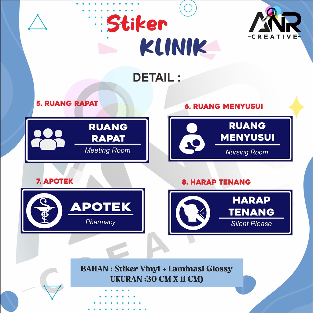Jual STIKER KLINIK HARAP TENANG/RUANG TUNGGU/RUANG BERSALIN/RUANG ...