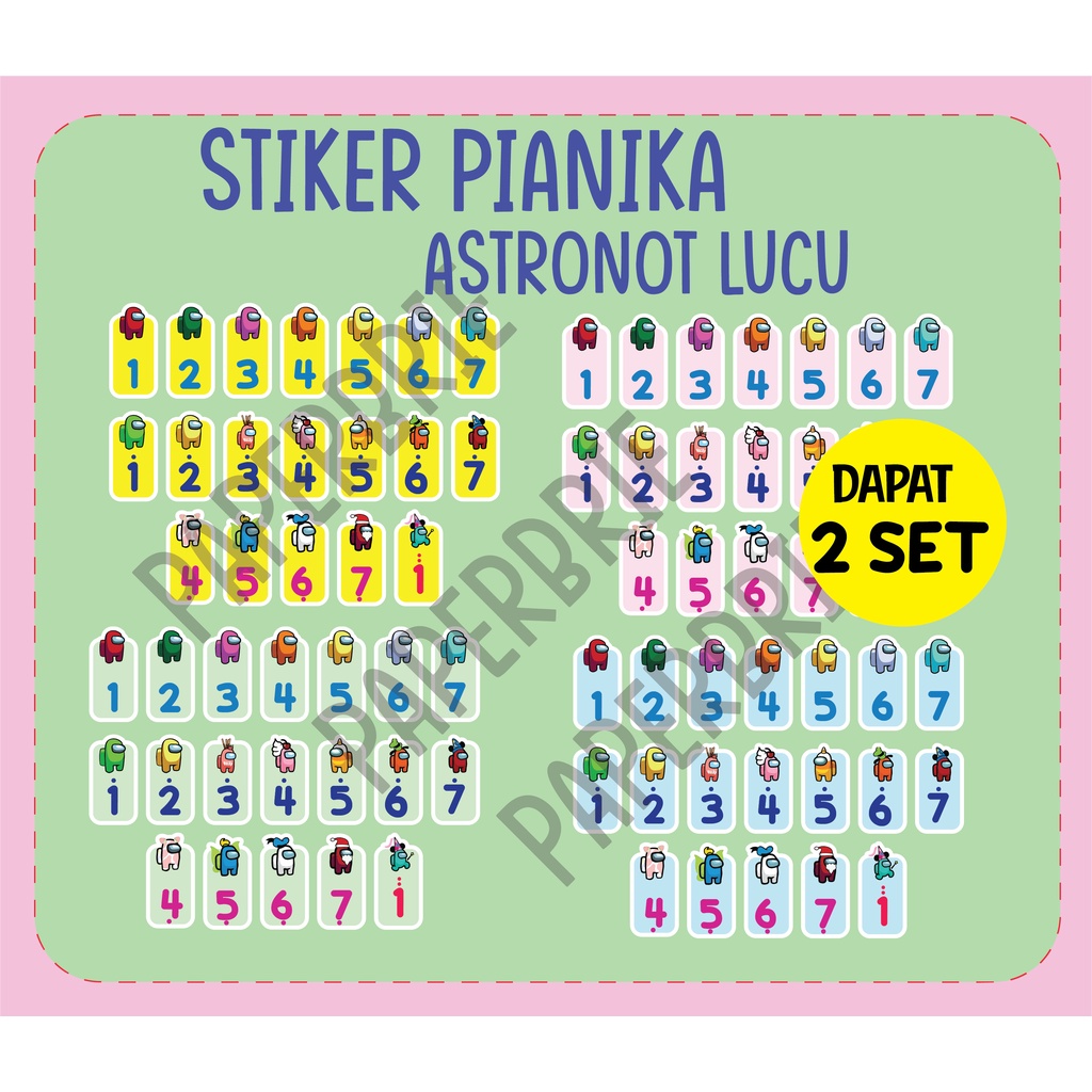 Jual HKJ [Dapat 2 set - AMONG S ] Stiker pianika sticker pianika not ...