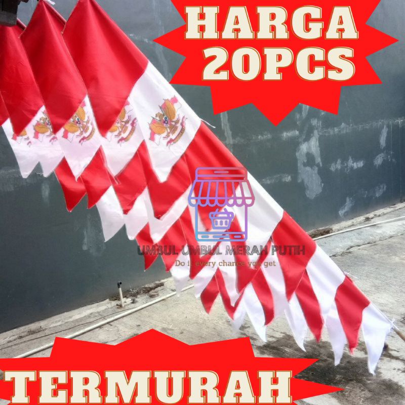 Jual Bendera Umbul Umbul Warna Warni 1kodi/20pcs Harga grosir termurah Bendera Merah Putih ...