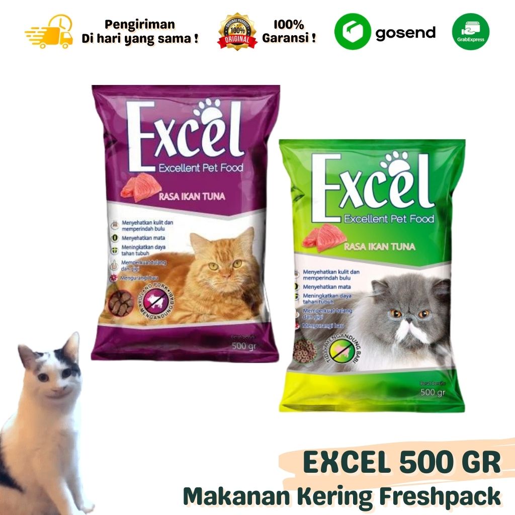 Jual Makanan Kering Dry Cat Food EXCEL 500 GR Freshpack | Shopee Indonesia