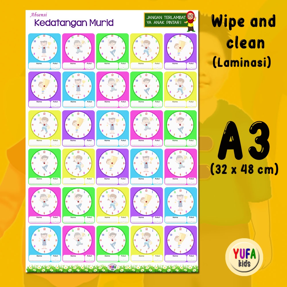 Jual 144 Poster absensi murid - Poster Edukasi Anak - Poster belajar ...