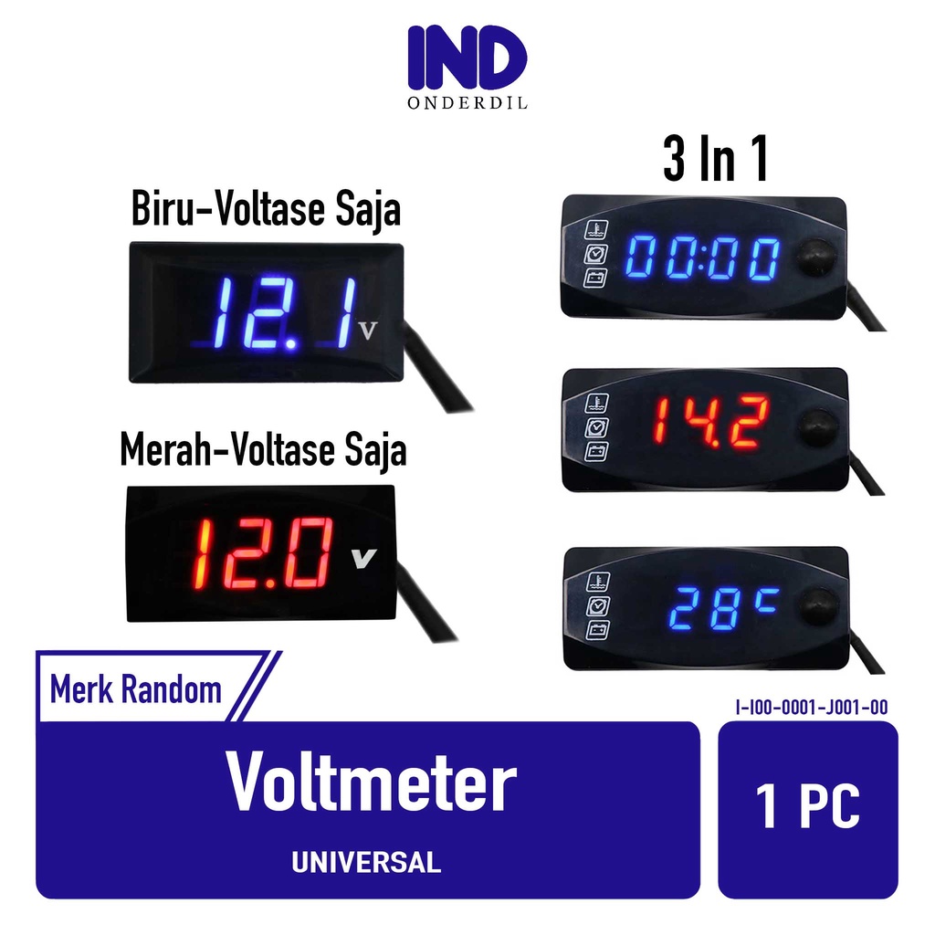 Jual Voltmeter-Volt Meter 3in1-3 in 1-Pengukur Daya Aki-Accu/Jam ...