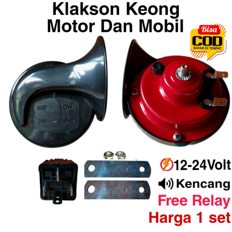 Jual Klakson Kelakson Double Keong Motor Mobil 12V 24 Volt | Shopee ...