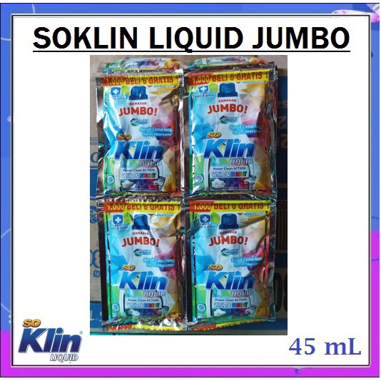 Jual 1 DUS DETERGEN CAIR SOKLIN LIQUID JUMBO 120 + 20 SACHET SOFTERGENT ...