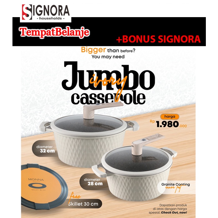 Jual Signora Jumbo Ivory Casserole Series Panci Set besar big size ...