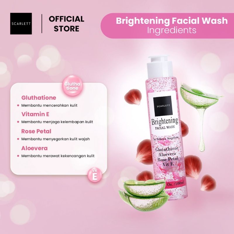 Jual Scarlett whitening brightening facial wash 100 ml Origin | Shopee ...