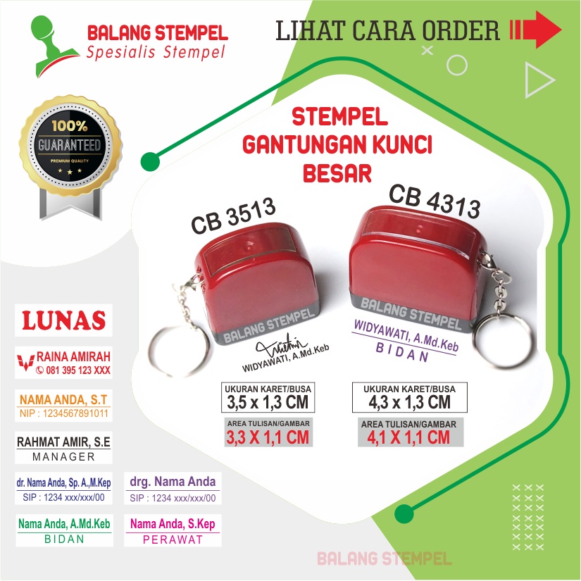 Jual Stempel Nama Dokter Bidan Perawat Apoteker Stampel Flash Custom Ganci Stamp Ganci CB3513 ...
