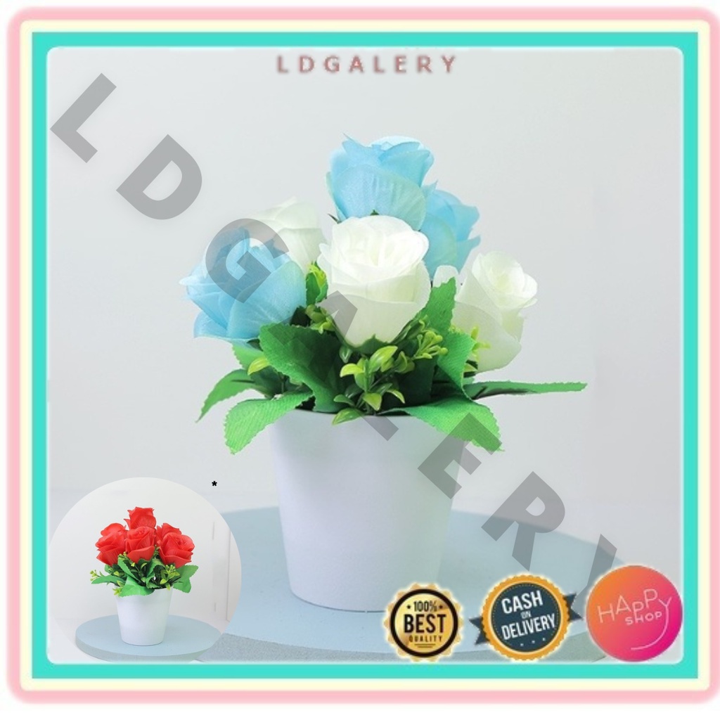Jual LDG POT61 Tanaman Bunga Mawar Rose Artificial Dekorasi Rumah ...