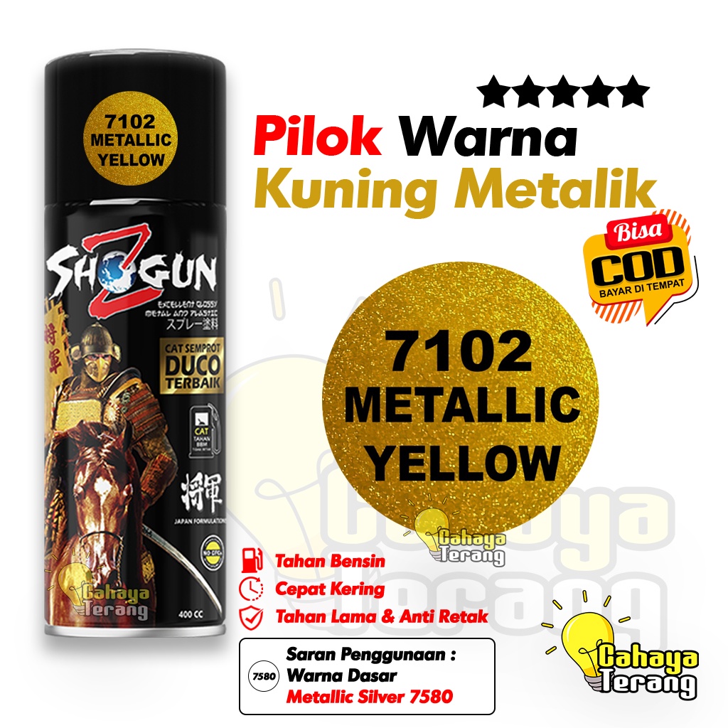 Jual Cat Semprot Metallic Yellow 7102 Shogun Z Pilok / Pilox / Pylok ...