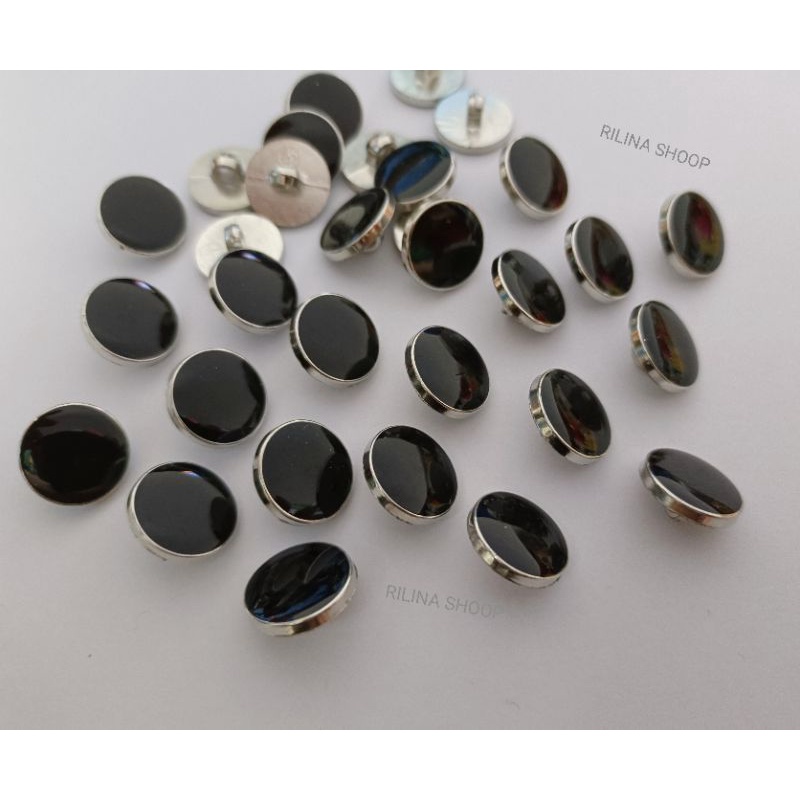 Jual Mutiara datar silver hitam diameter 13 /15 milimeter kancing ...