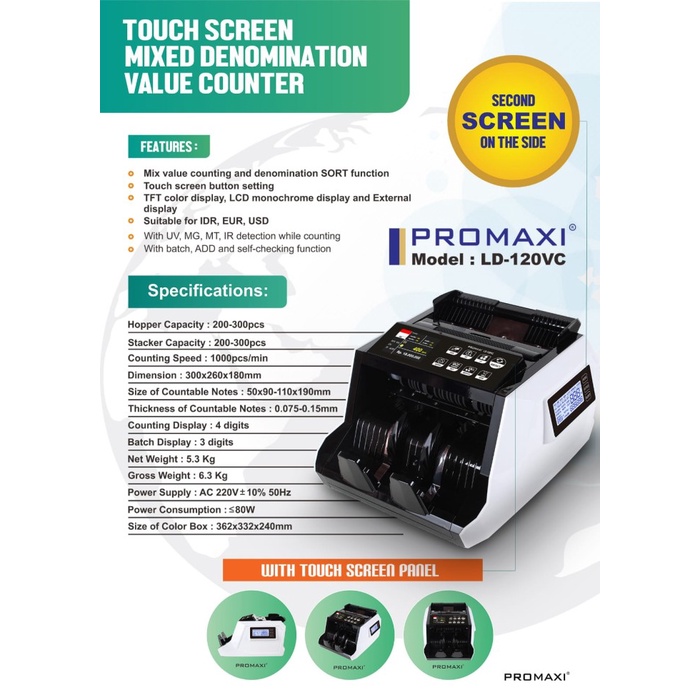 Jual Mesin Hitung Mesin Hitung Uang Promaxi Ld 120 Vc | Shopee Indonesia