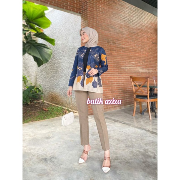 Jual Outer Batik Wanita Cardigan Batik Blazer Batik Wanita Outer Mawar ...