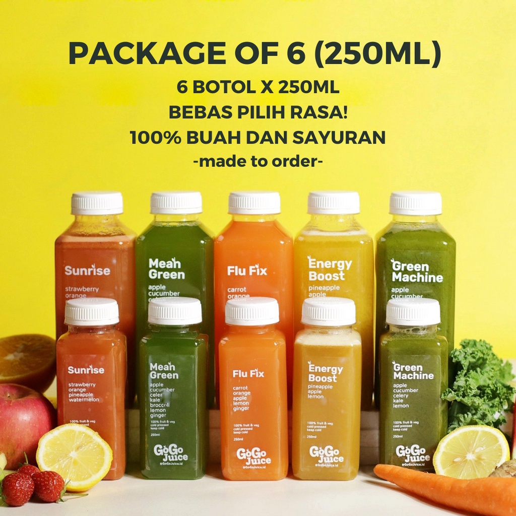 Jual JUICE CARE PACKAGE 6 BOTOL 250ML 1.5 liter Cold Pressed Juice Jus ...