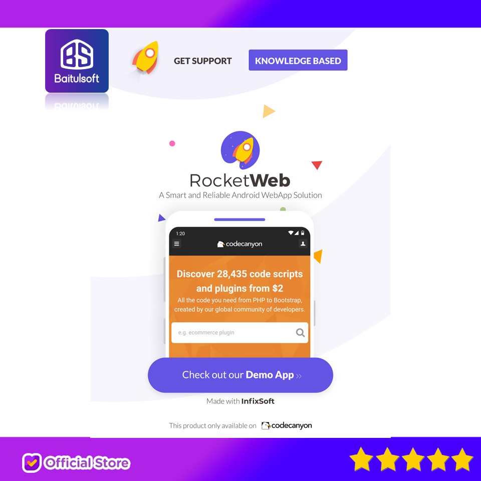 Jual SOURCE CODE APLIKASI ROCKETWEB | CONFIGURABLE ANDROID WEBVIEW APP TEMPLATE | Shopee Indonesia