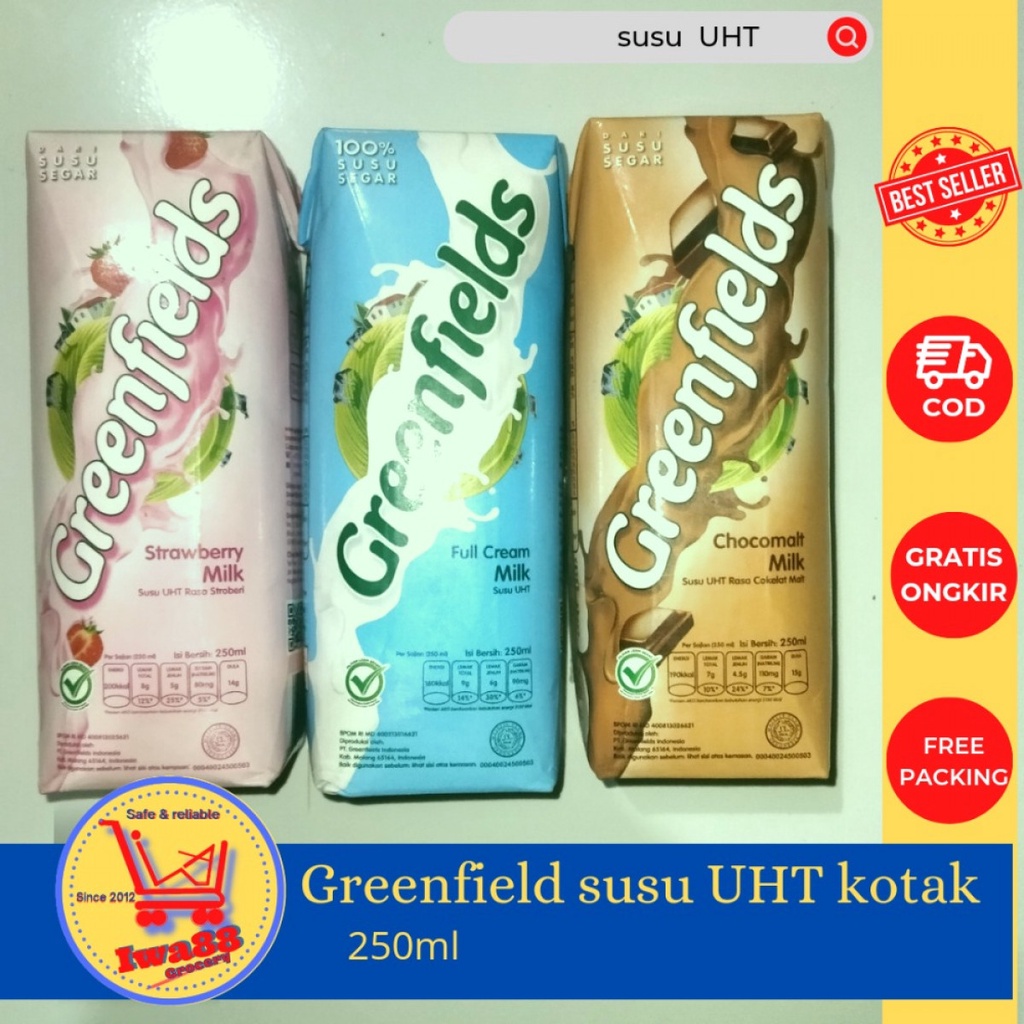 Jual Greenfields susu UHT kotak 250ml all variant | Shopee Indonesia