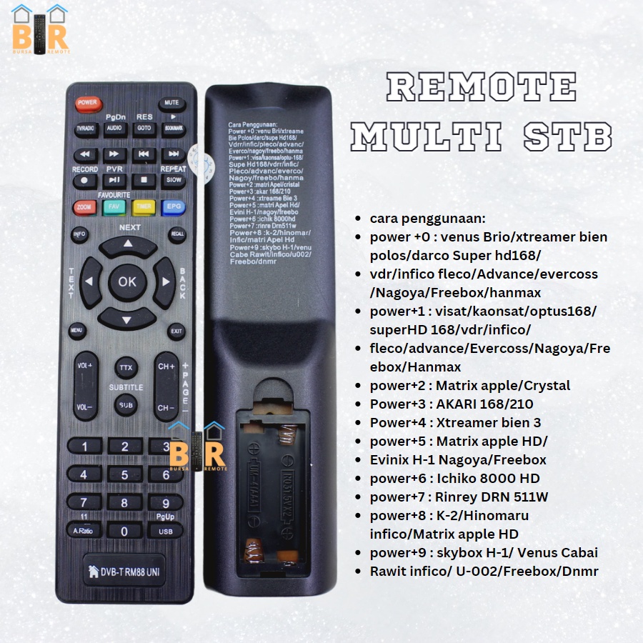 Jual Remot / Remote MULTI UNIVERSAL SET TOP BOX STB DVB-T2 DVB RM88 UNI | Shopee Indonesia