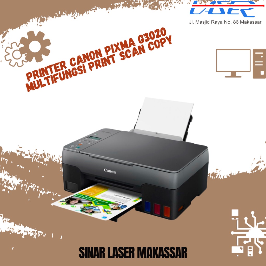 Jual PRINTER CANON PIXMA G3020 MULTIFUNGSI GARANSI RESMI PRINTER PRINT ...
