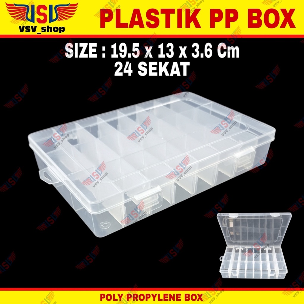 Jual Kotak Plastik 24 Sekat Penyimpanan Box Plastik PP Case Plastic ...