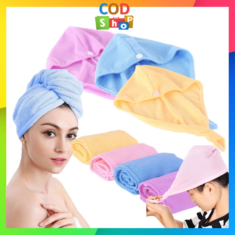 Jual COD - H858 Handuk Pengering Rambut Berkancing / Handuk Kepala ...
