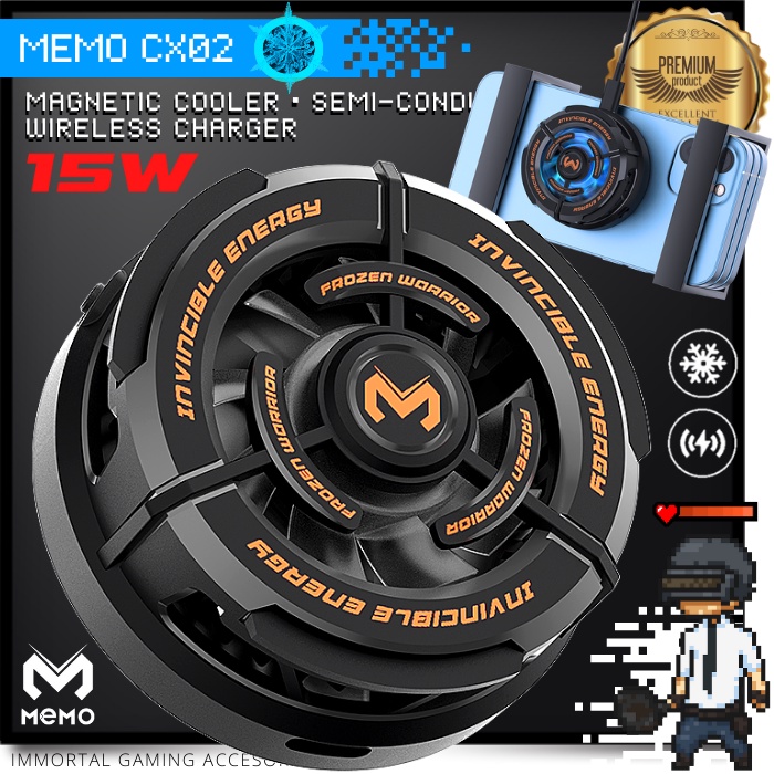 Jual [IM] MEMO CX02 Magnetic Funcooler Wireless Charger 15W Kipas Pendingin HP Gaming Fan Cooler ...