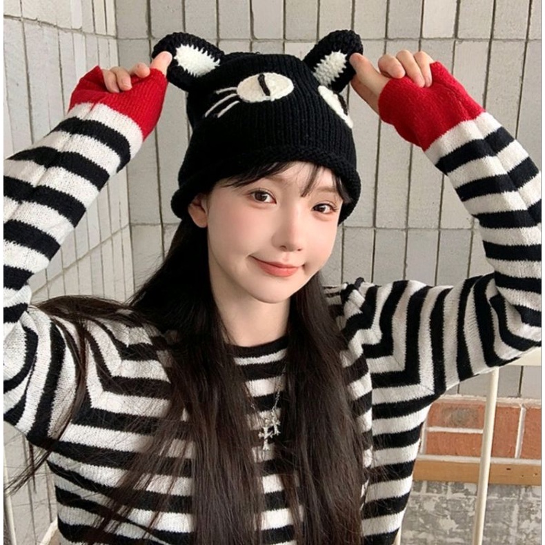 Jual HANDMADE BEANIE CAT HAT/CAT BEANIE/TOPI KUPLUK CUTE/VIRAL/FASHION ...