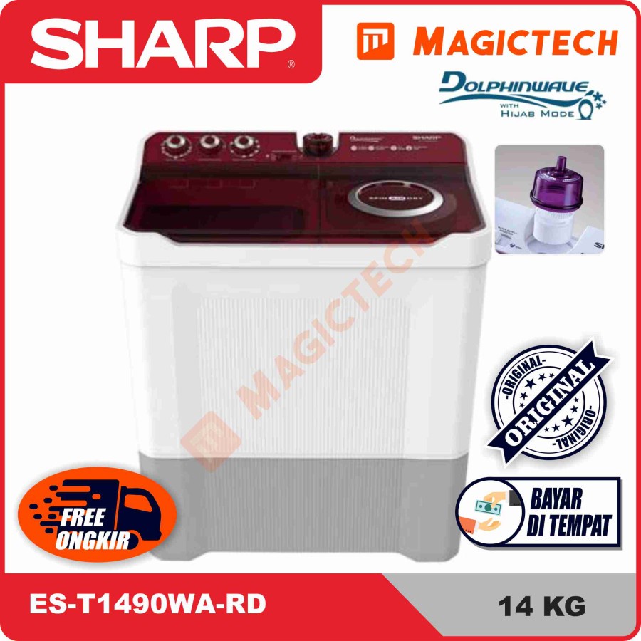 Jual MESIN CUCI SHARP 14KG ES-T1490WA-RD 2 TABUNG MANUAL - MERAH ...