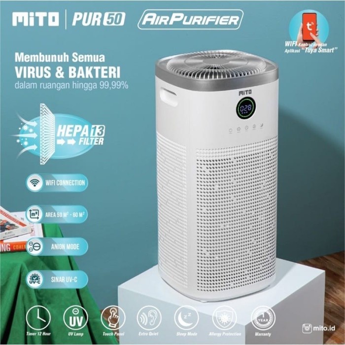 Jual Mito Air Purifier PUR 30 Alat Pembersih Udara Debu with HEPA 13 Filter, Sinar UV-C, Alergy ...