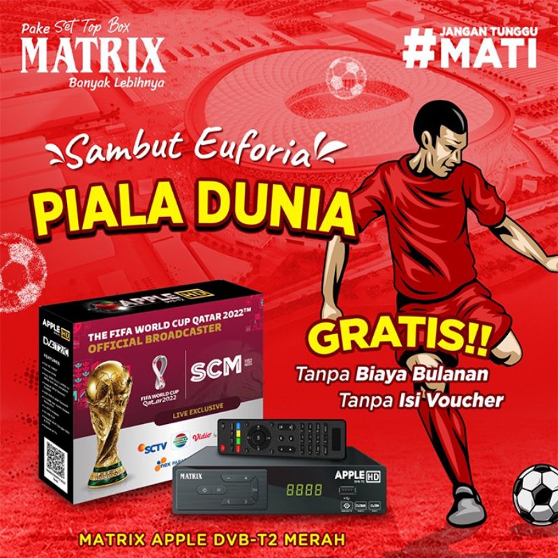 Jual SET TOP BOX TV DIGITAL STB MATRIX DVBT-2 APPLE HD MERAH | Shopee ...
