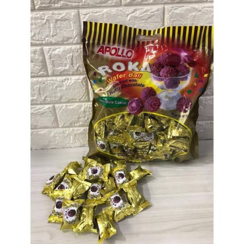 Jual Biskuit Bulat Roka Cokelat 50pcs, Wafer Ball Apollo Roka, Wafer ...