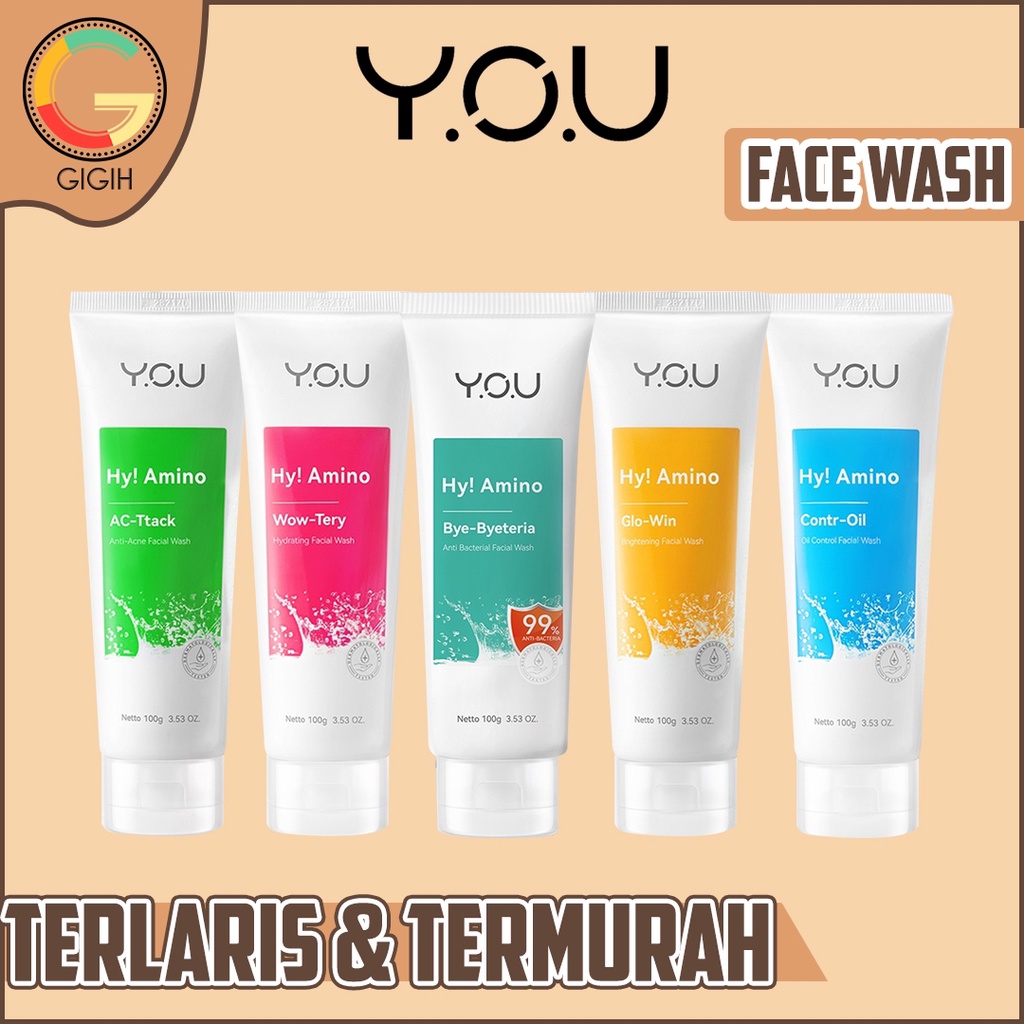 Jual Y.O.U HY! AMINO FACIAL WASH 100GR ( ANTI ACNE / HYDRATING ...