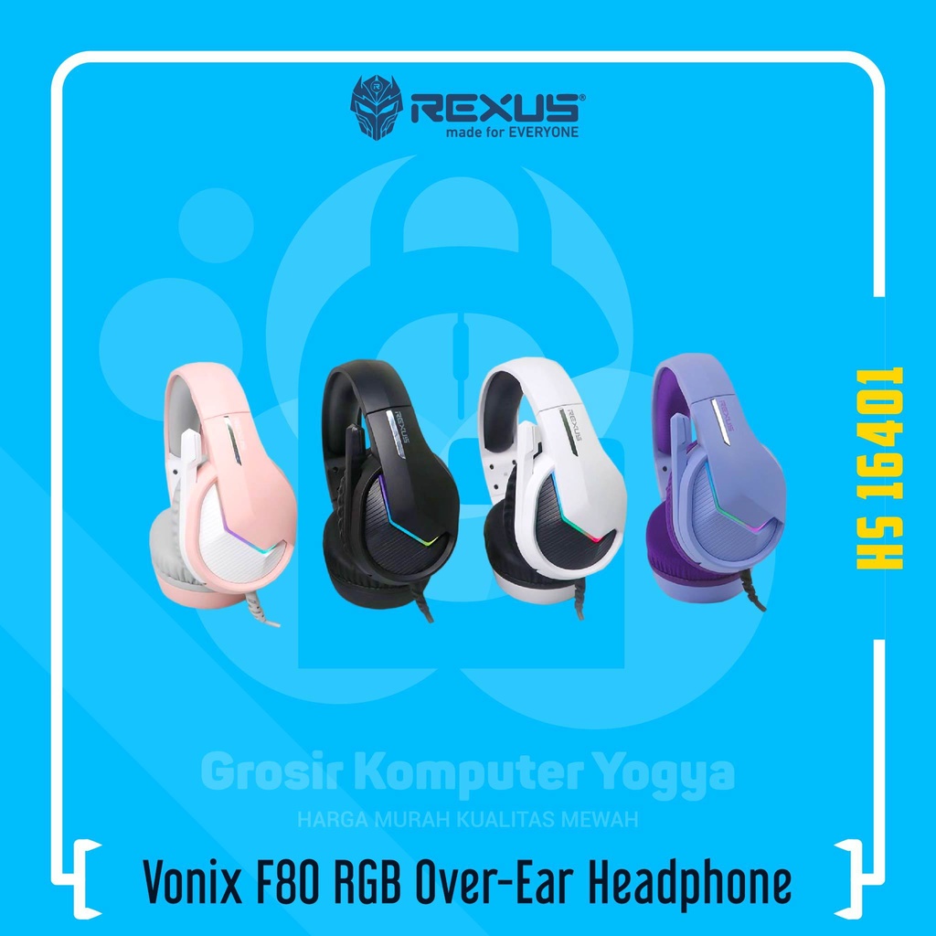 Jual Rexus Vonix F80 50mm Elegant RGB Light Over-Ear Headphone Headset ...